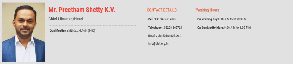 Department of Library and Information Centre – Alva's Institute of Engineering & Technology (AIET)